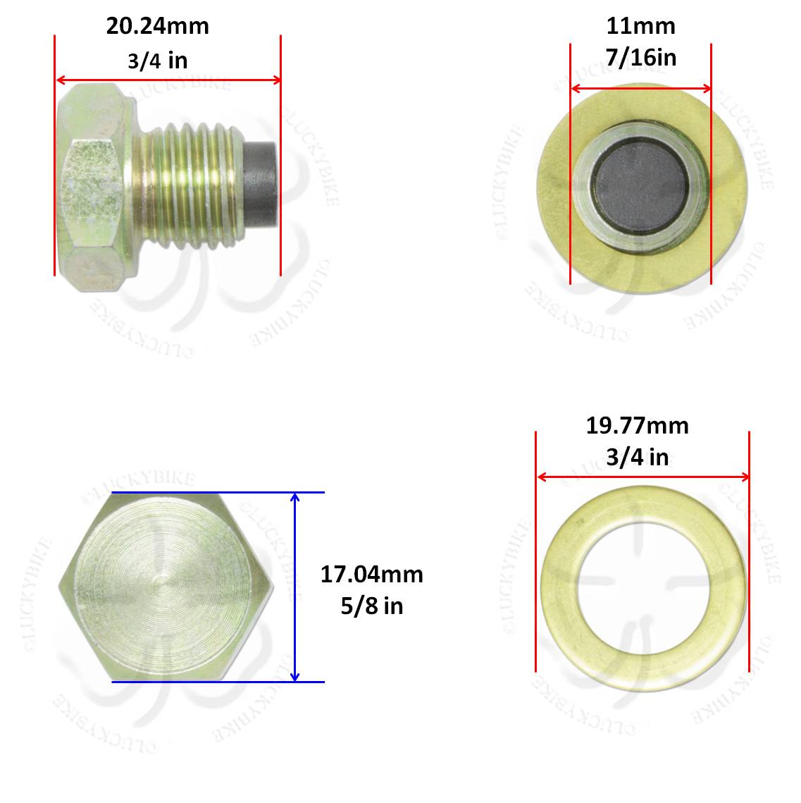 Bolts - Oil Drain Plug - Honda - 12mm 1.5p 92800-12000 – LuckyBike.com